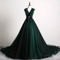 Gothic Forest Green Ball Gown with Textured Ruffle Accents - Green Eve ...