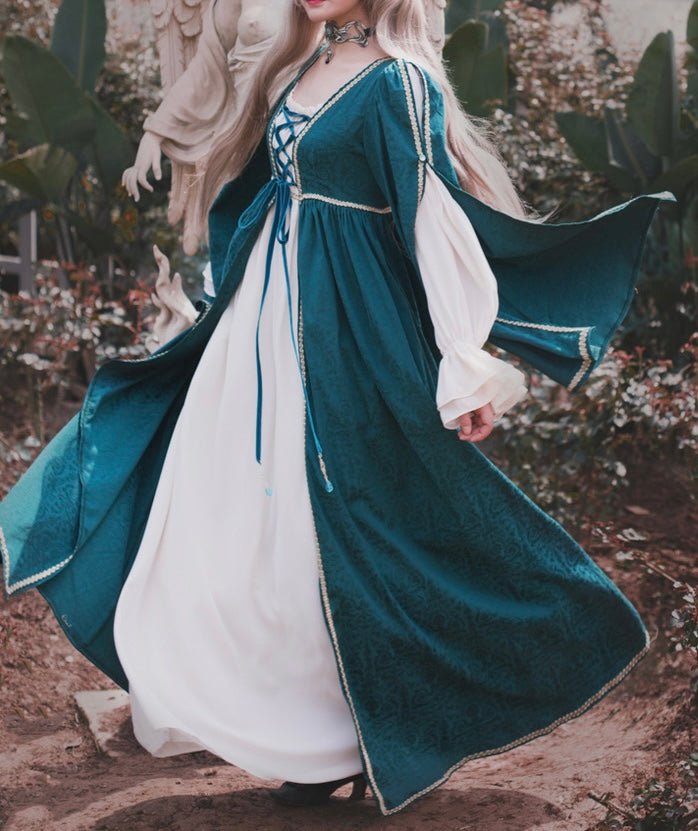 Gothic Lolita Dress - Teal Blue Medieval-Inspired Gown and Gothic Dres ...