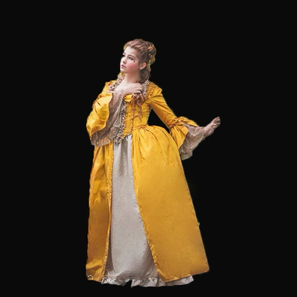 Yellow Rococo Ball Gown with Regal Elegance – Vintage Lace Embellished ...
