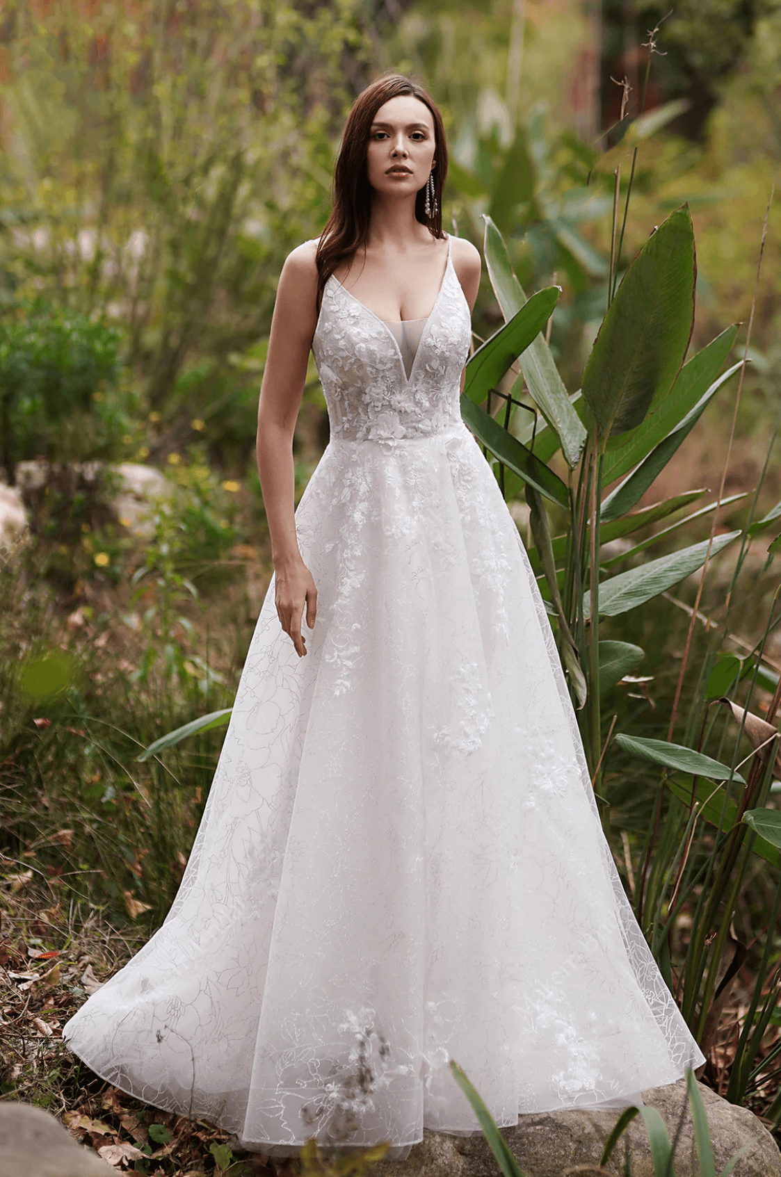 A-Line Lace Embroidery Light Ivory Precious And Timeless Spaghetti Str ...