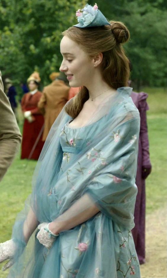 Bridgerton Daphne Blue Dress With Silk Cotton - Regency Era Blue Dress ...